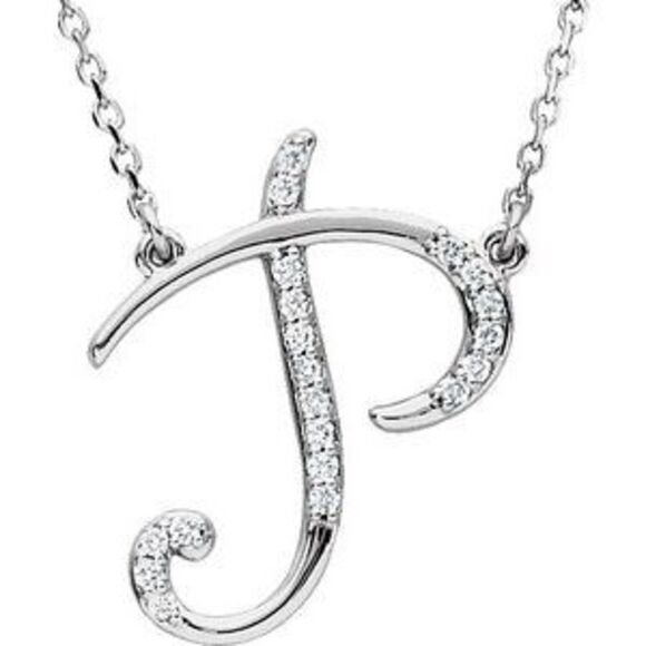 Kazi Luxury | Jewelry | Kazi Luxury 4k White Gold Initial P Diamond Necklace | Poshmark